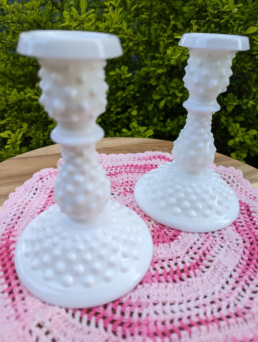 Fenton Hobnail Milk Glass Candlestick Holders Vintage Milk - Etsy