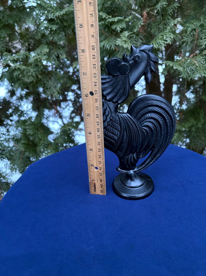 Vintage Chicken Figurine Cast Iron Rooster Doorstop Country Décor Farm ...