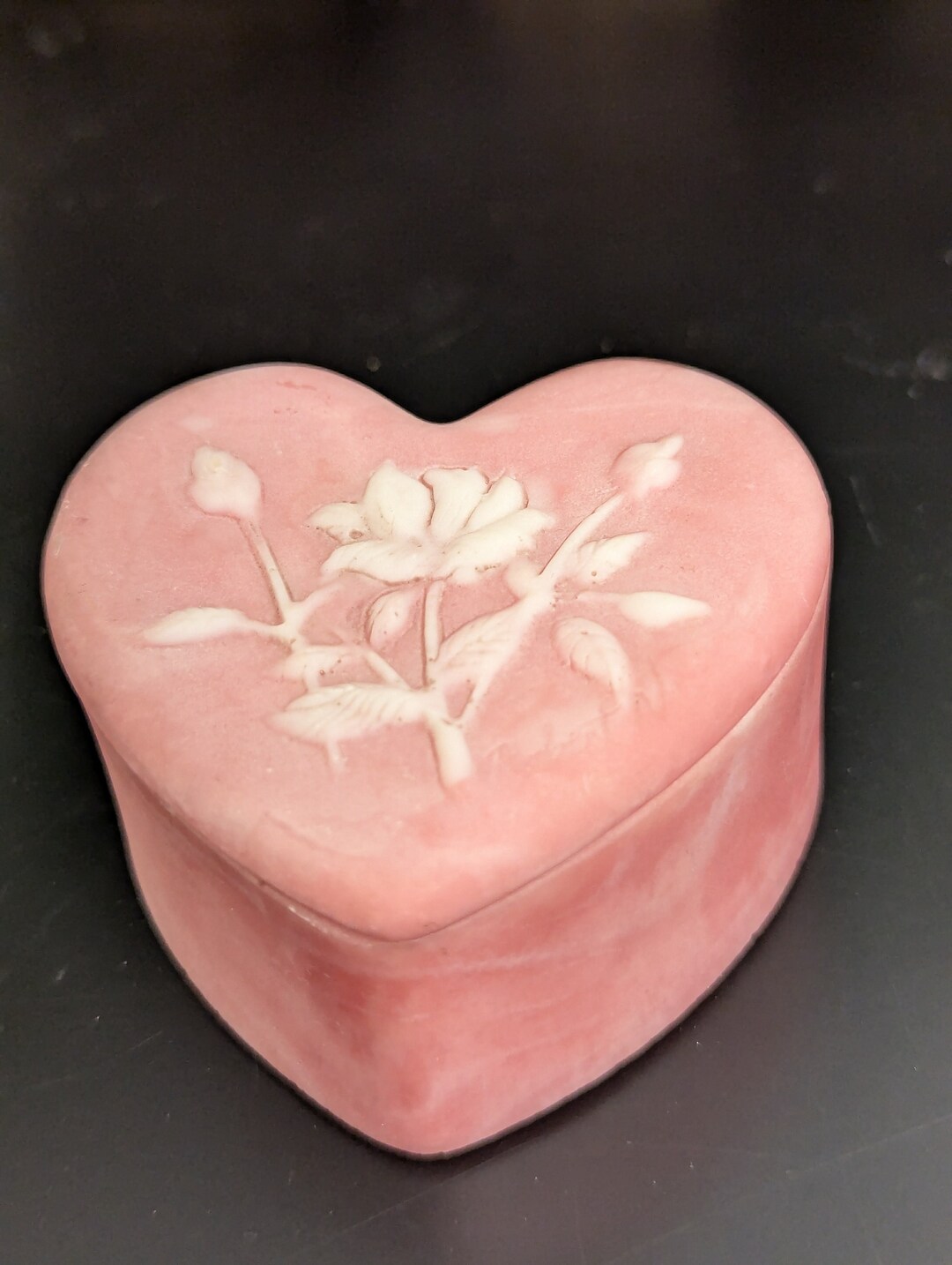 Pink Trinket Box Incolay Soapstone Trinket Box Heart Shape Trinket Dish ...