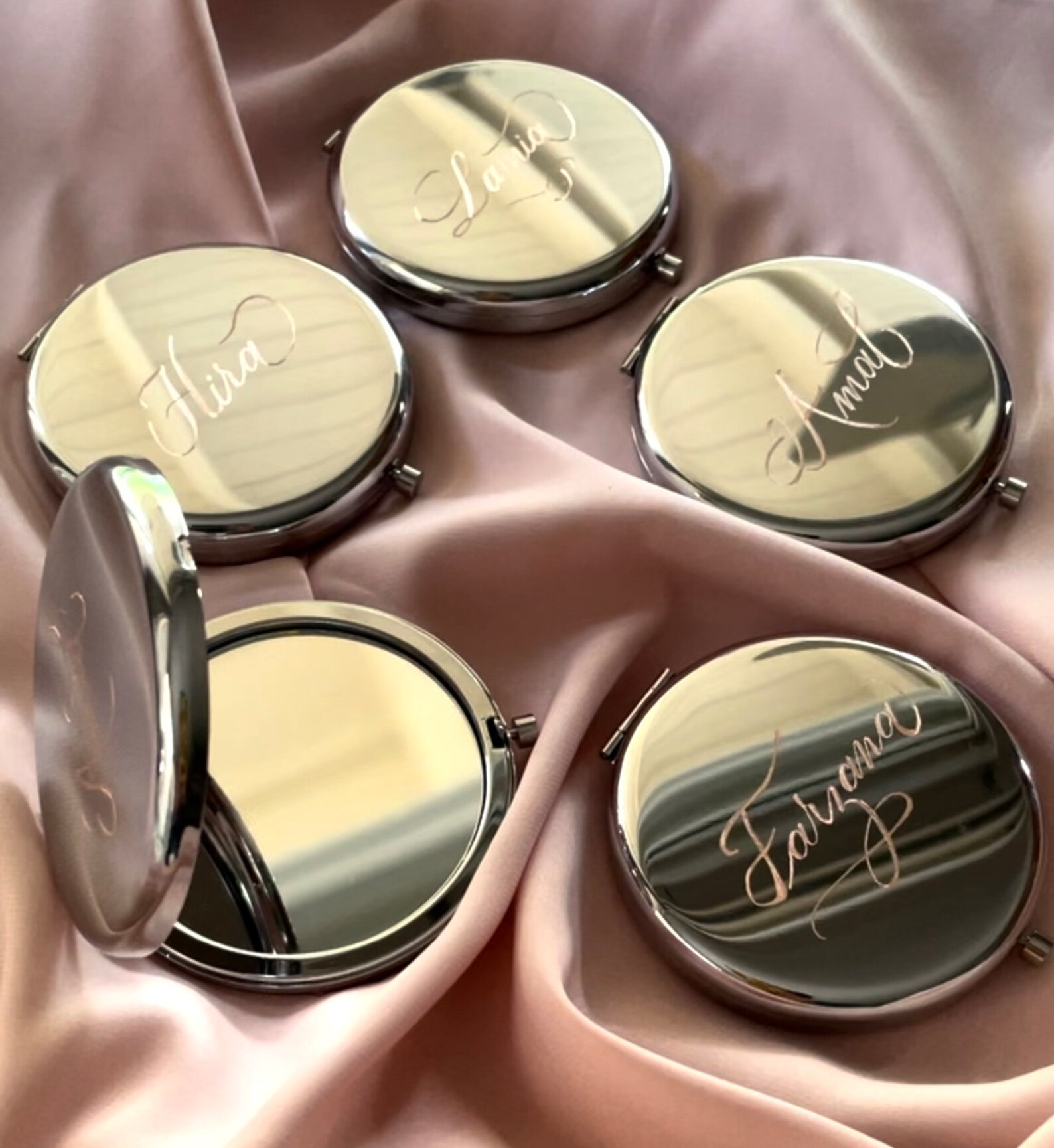 Engraved Compact Mirror, Bridal Party Favors, Personalized Mother's Day ...