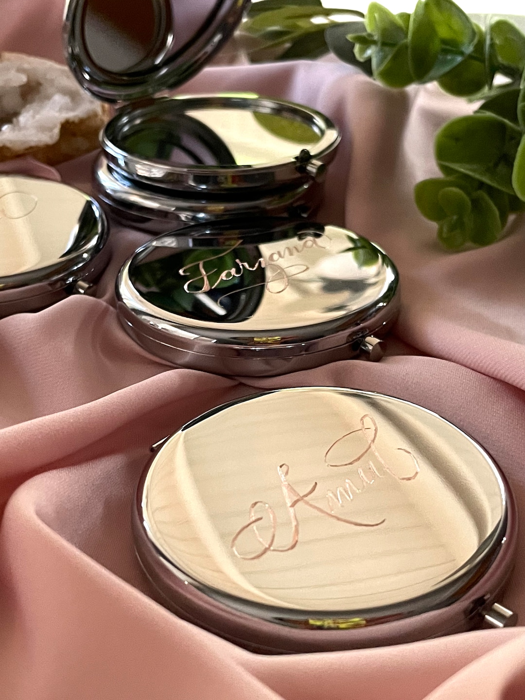 Engraved Compact Mirror, Bridal Party Favors, Personalized Mother's Day ...