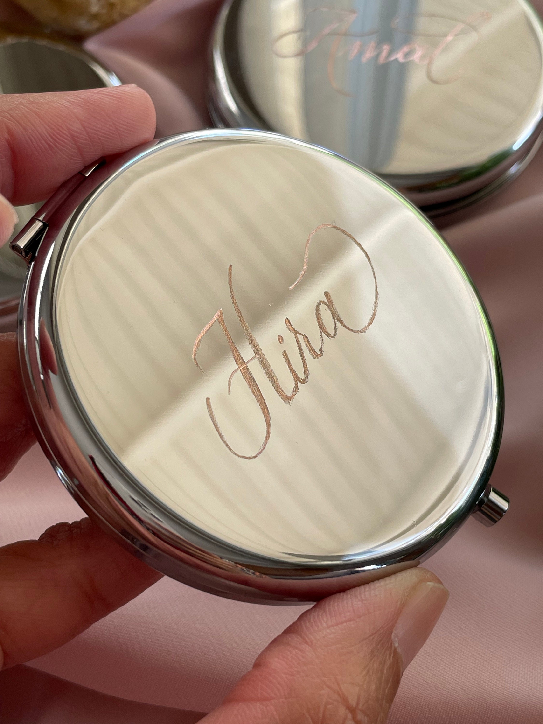 Engraved Compact Mirror, Bridal Party Favors, Personalized Mother's Day ...