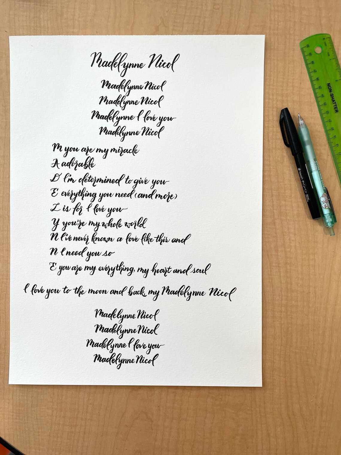 Custom Calligraphy Poem | Love Letter | Family Keepsake | Birthday ...