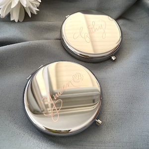 Engraved Mirror Compact, Engraved Gifts, Portable Mirror Party Favors ...