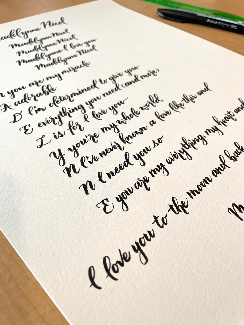 Custom Calligraphy Poem | Love Letter | Family Keepsake | Birthday ...