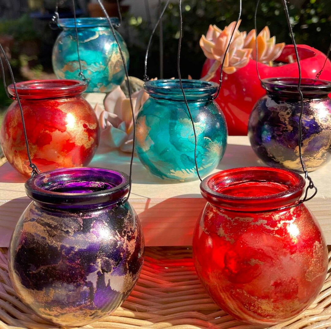 Hand Painted Bubble Hanging Candle/vase_votive Candle Holder_hanging ...