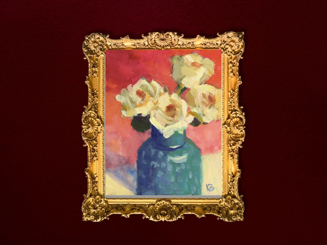 Impressionist Roses Oil Painting: Chasing the Light, Original Floral ...