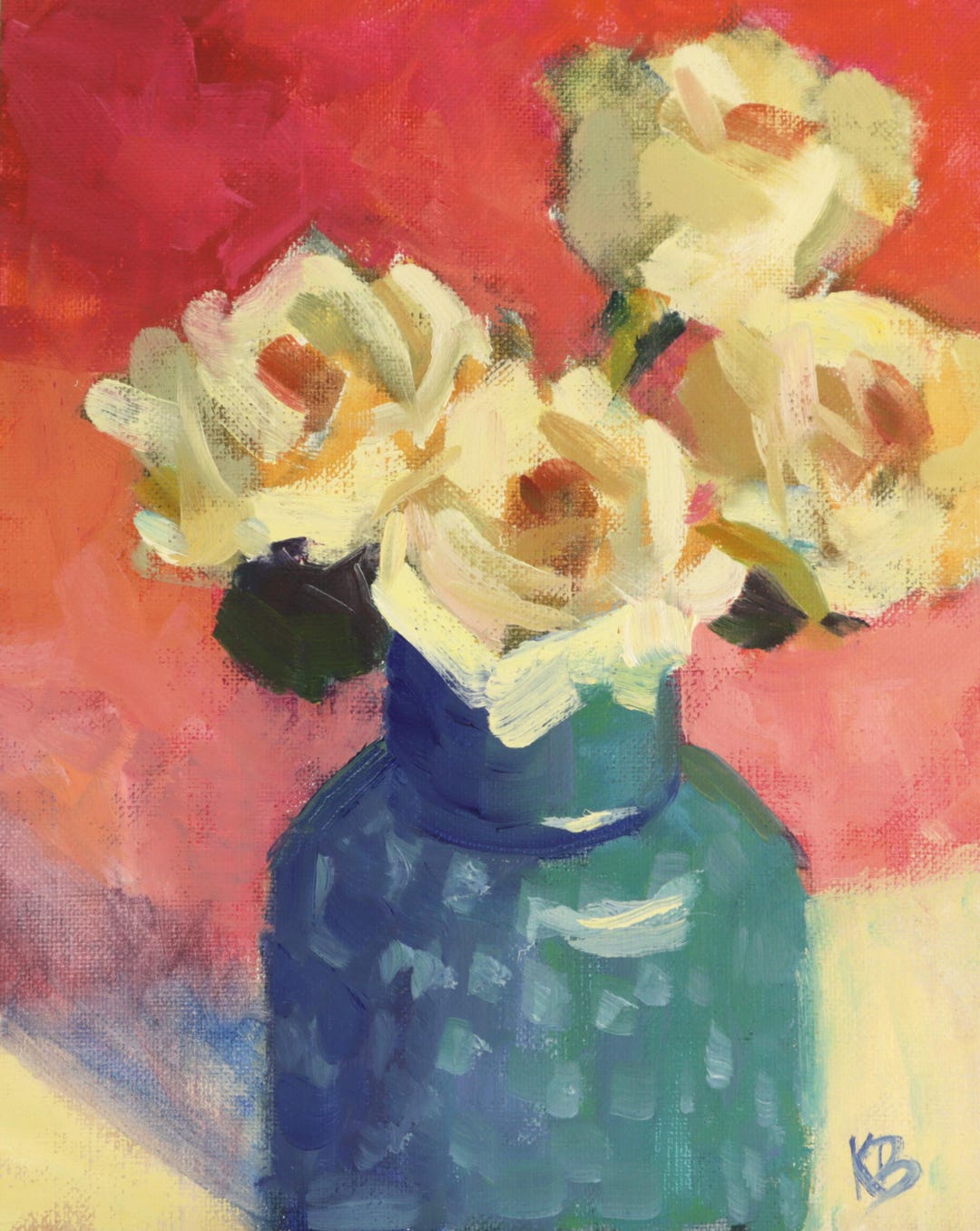 Impressionist Roses Oil Painting: Chasing the Light, Original Floral ...