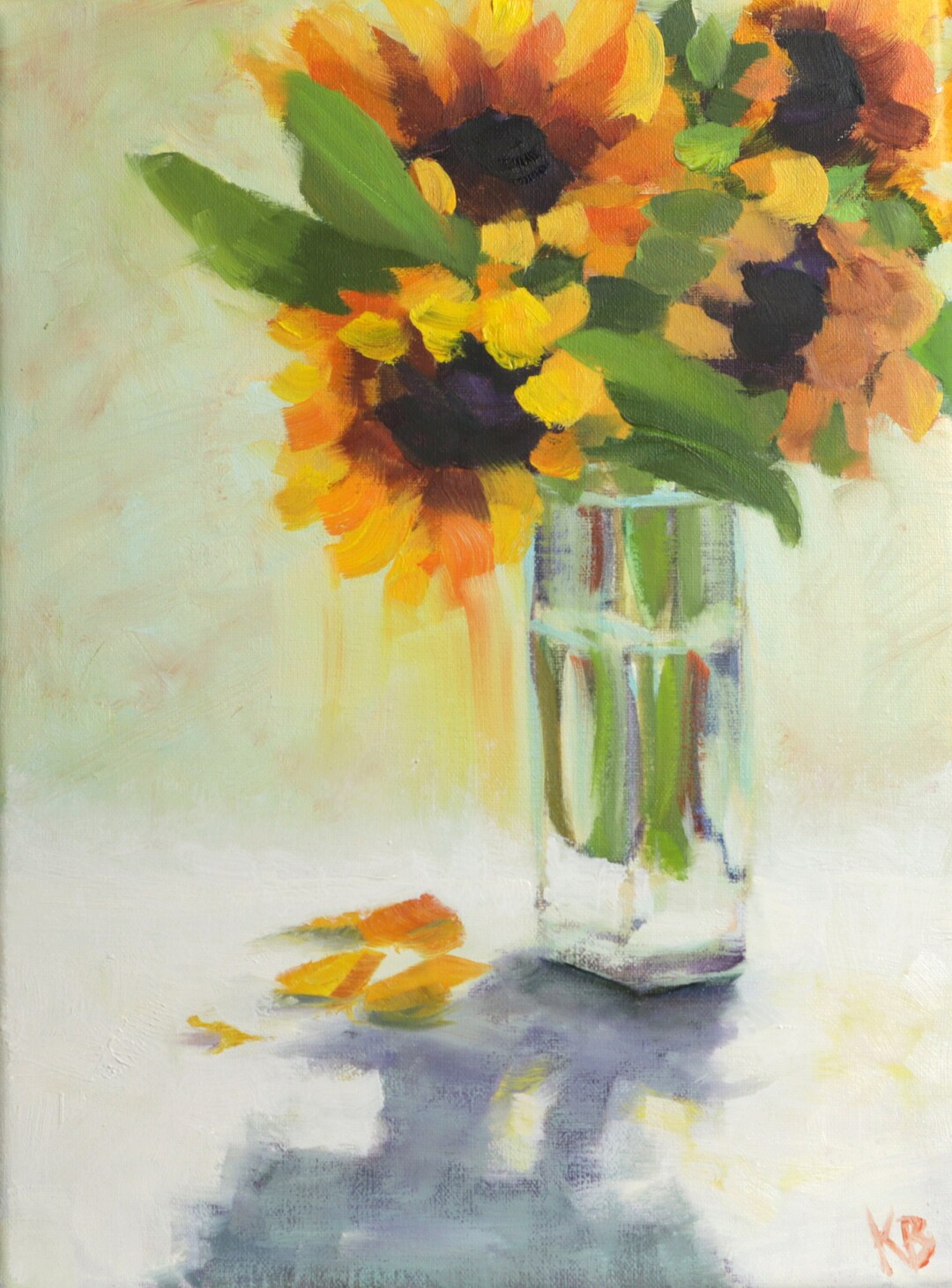 Original Impressionist Sunflower Oil Painting: Colorful Floral Still ...