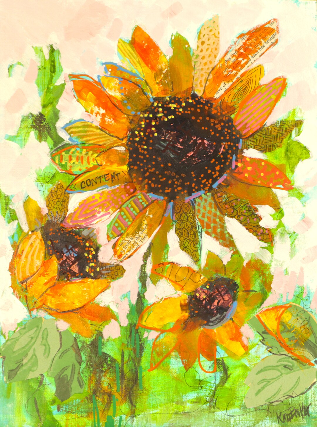 Original Unframed Mixed Media Painting Titled Content- Kimberly Baker ...