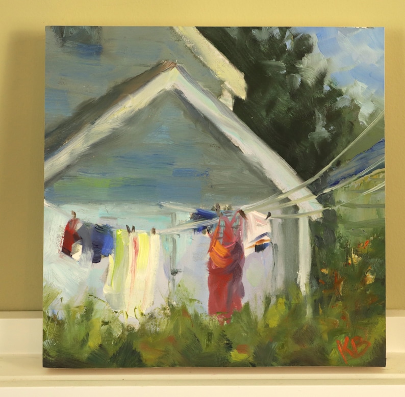 Nantucket Clothesline Oil Painting: Sconset Cottage Summer Artwork - Etsy