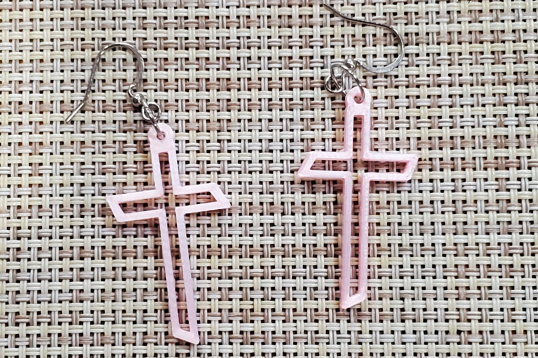 Cross Handmade 3D Printed Earrings Hypoallergenic Stainless Steel Ear ...