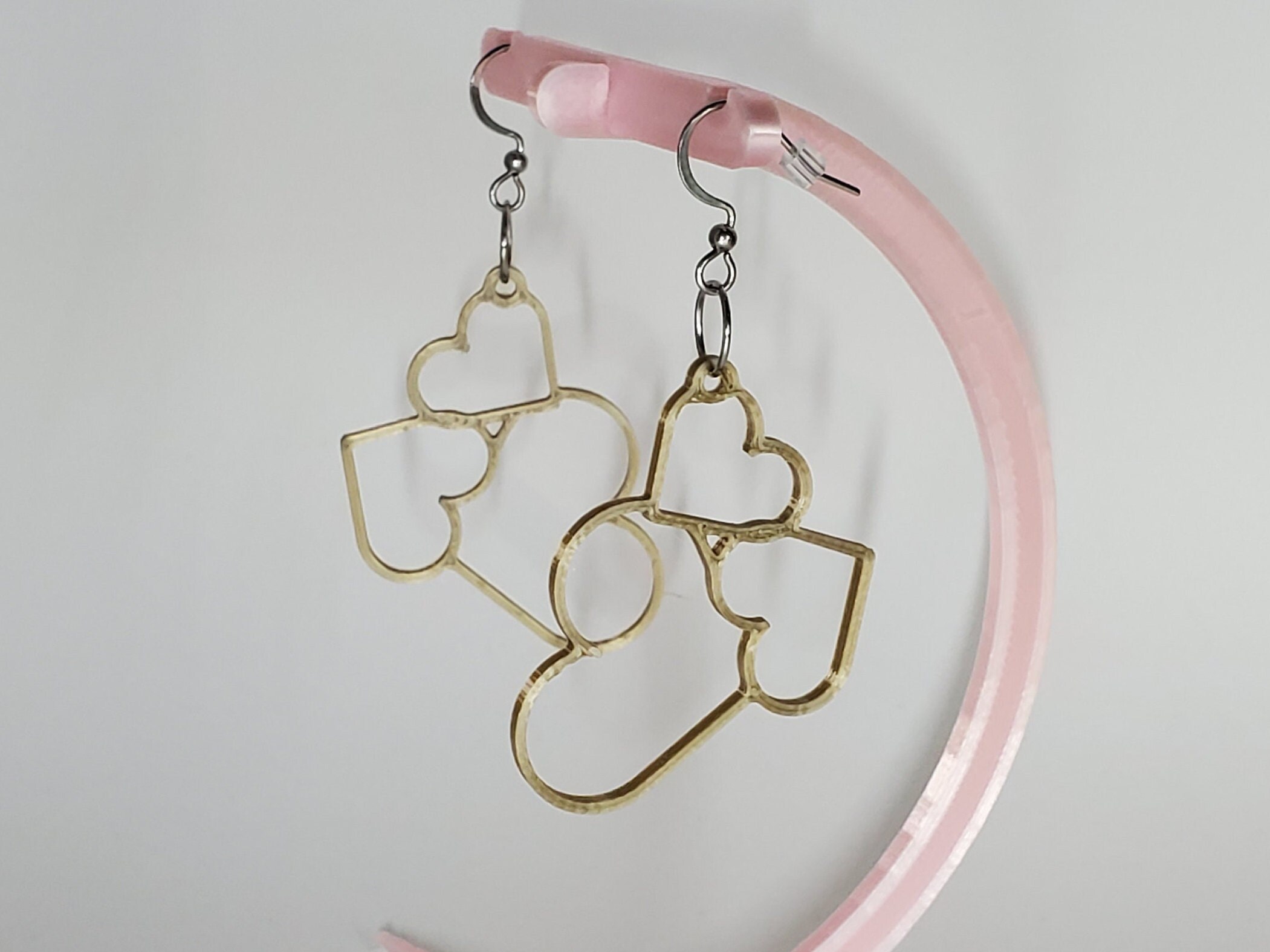 Heart Handmade 3D Printed Earrings Hypoallergenic Stainless Steel Ear ...