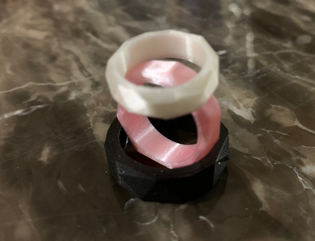 Low Poly Ring - Set of 3 - 3D Printed Ring Lightweight and Modern ...