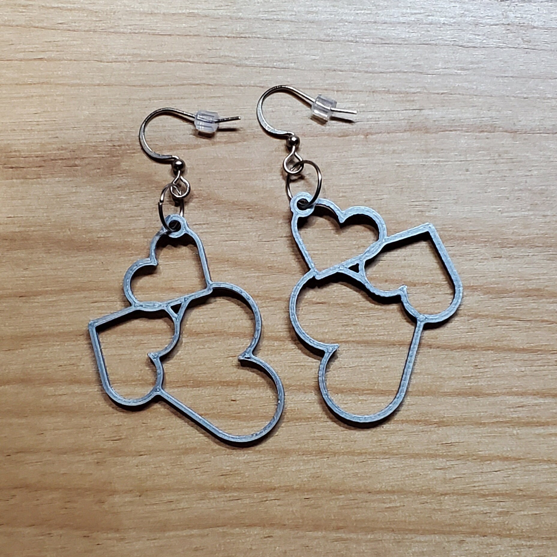 Heart Handmade 3D Printed Earrings Hypoallergenic Stainless Steel Ear ...