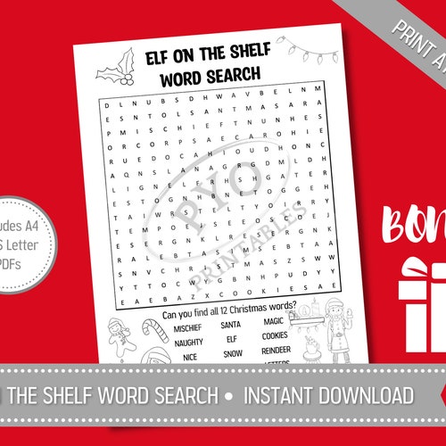 Christmas Word Search Printable Instant Download Kids Word - Etsy