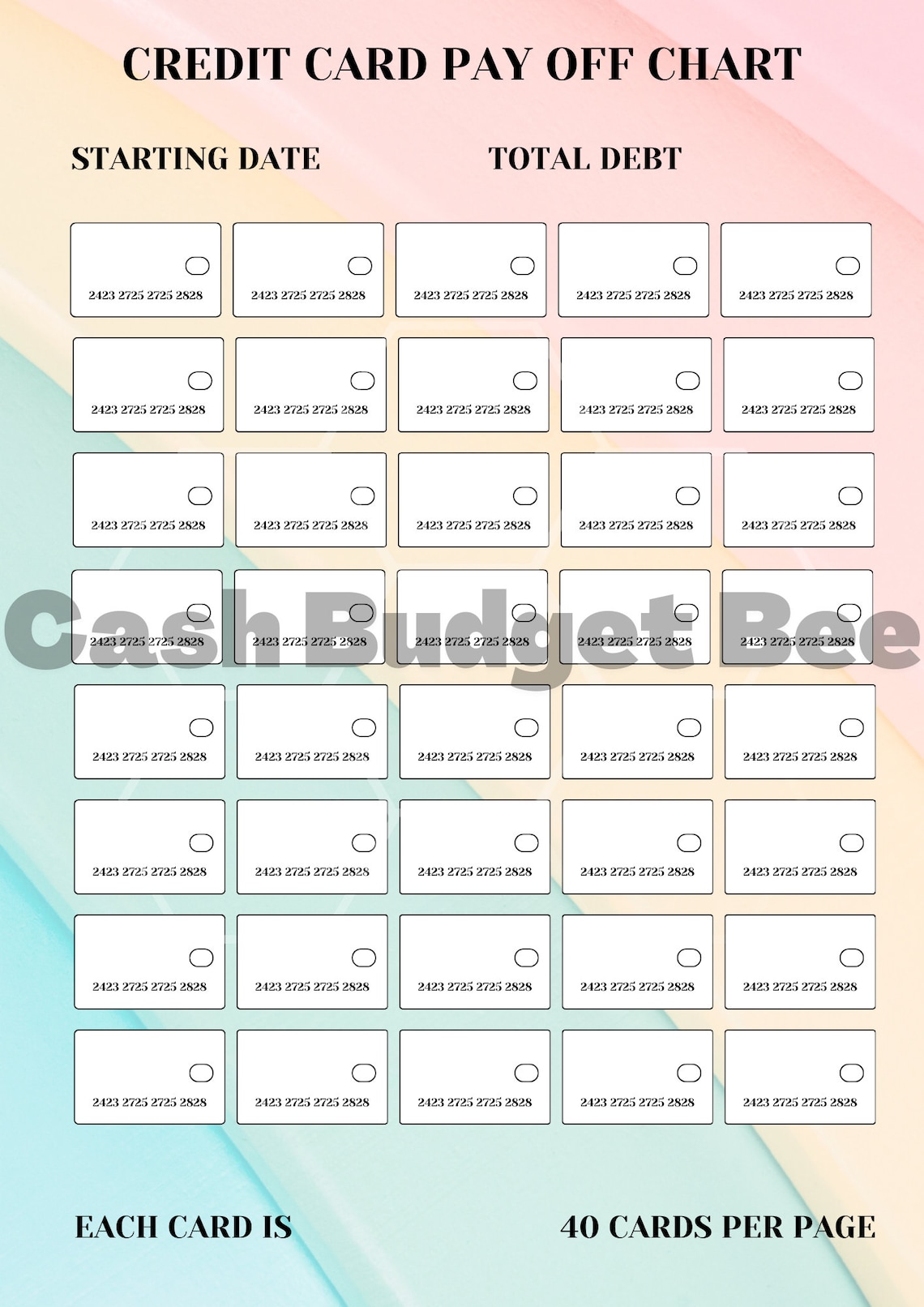 Printable Credit Card Pay off Chart to Pay off Credit Card Debt - Black ...