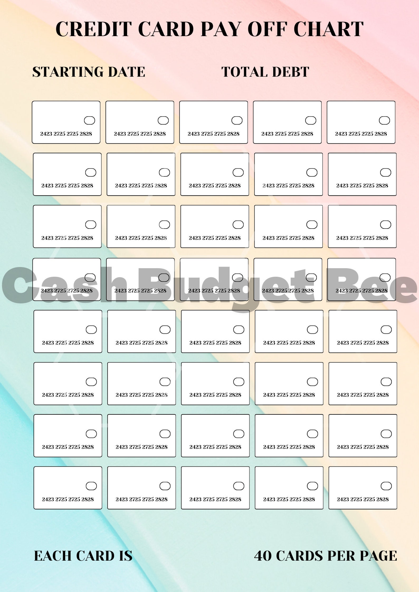 Printable Credit Card Pay off Chart to Pay off Credit Card Debt - Black ...
