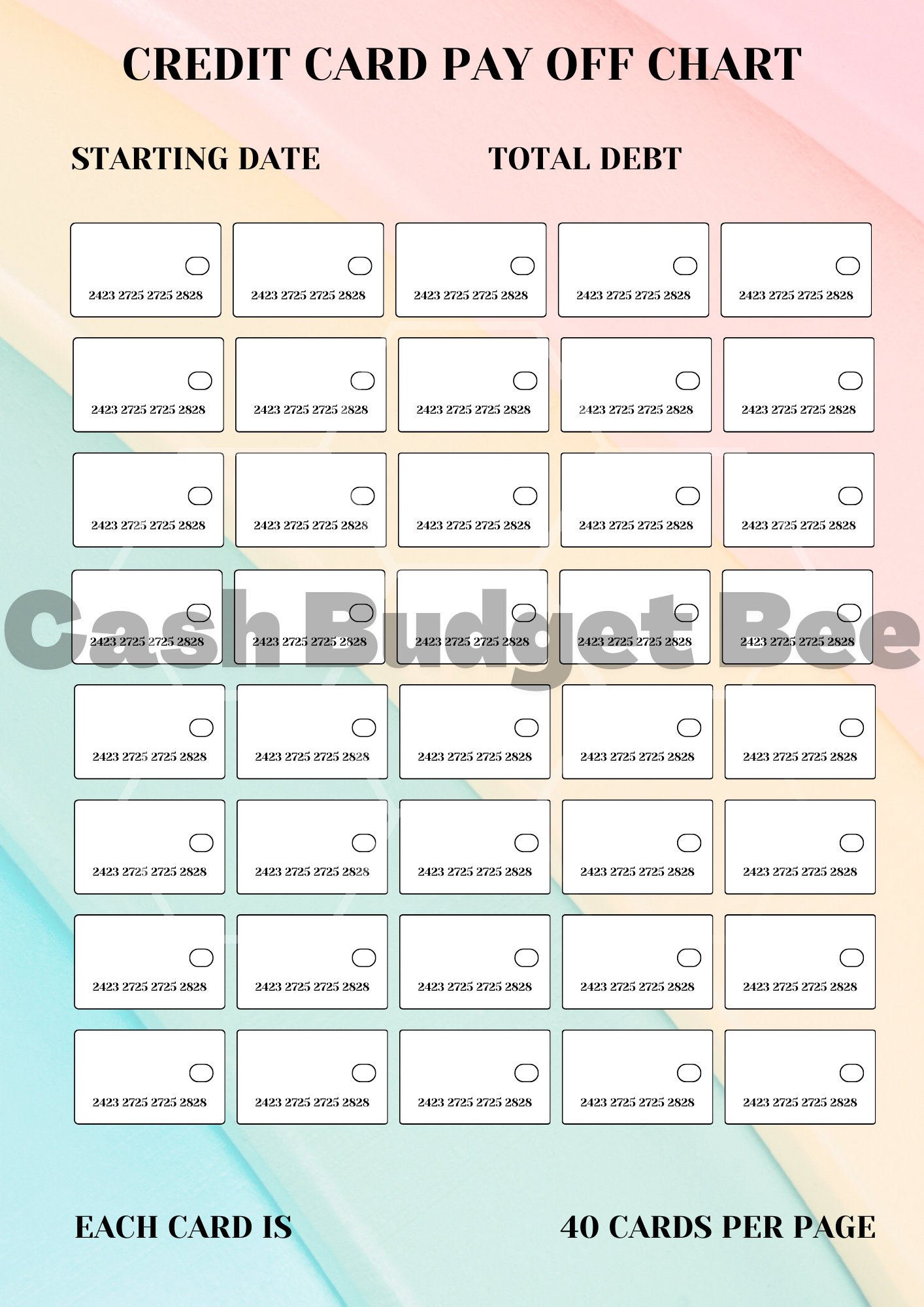 Printable Credit Card Pay off Chart to Pay off Credit Card Debt - Black ...
