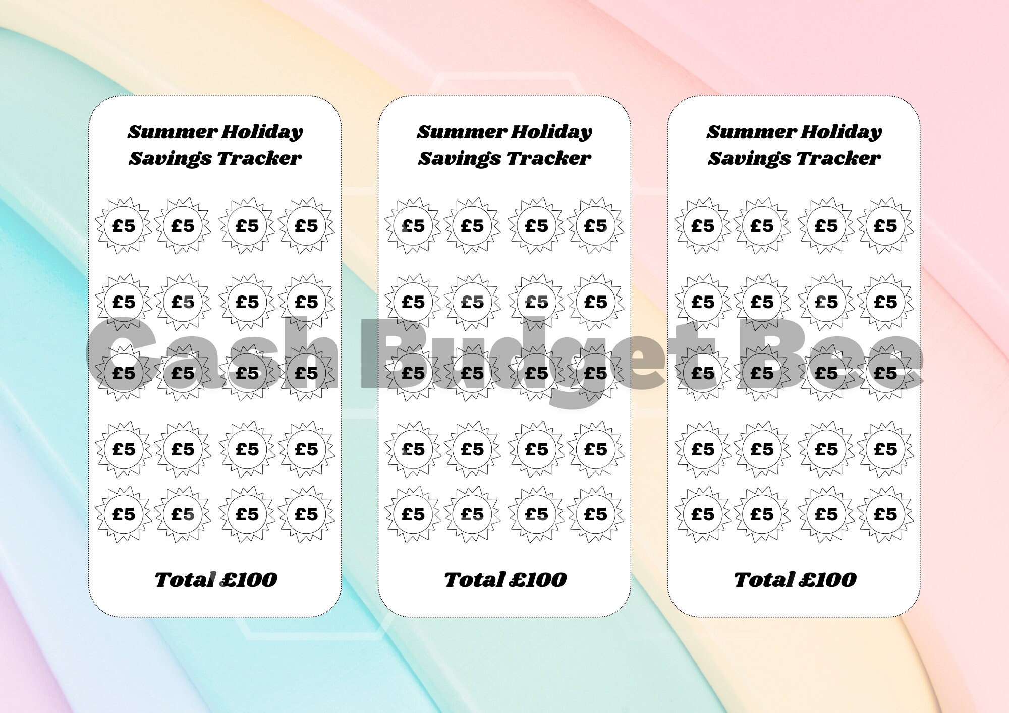 Printable Black and White Summer Holiday Savings Tracker for A6 Binder ...