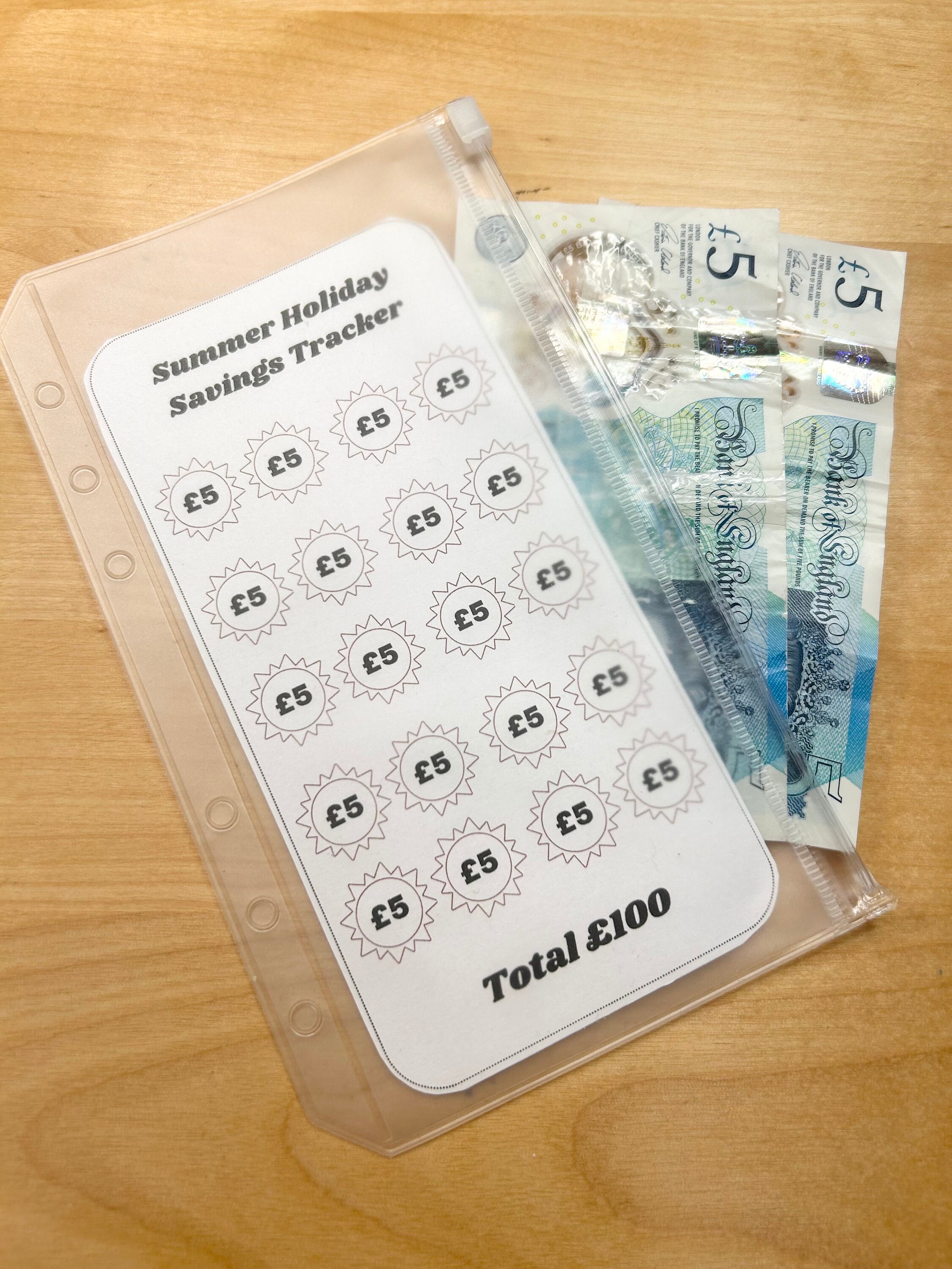 Printable Black and White Summer Holiday Savings Tracker for A6 Binder ...