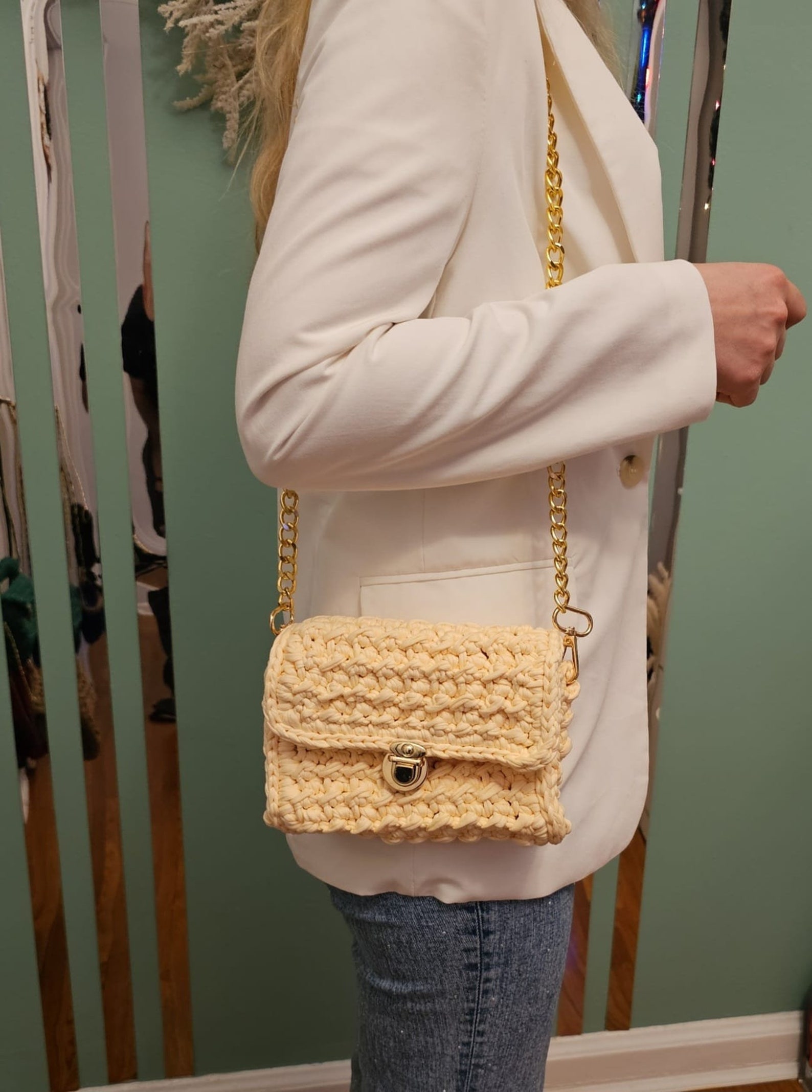 Handmade Crochet White Cream Hand Bag/women's bag - Etsy