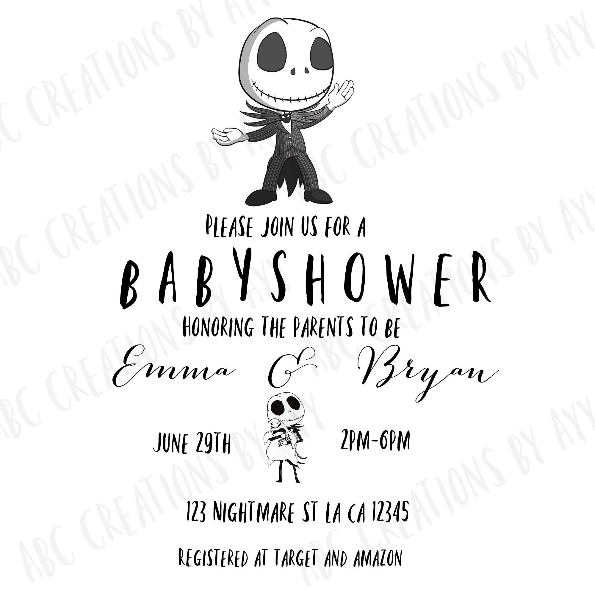 Nightmare Before Christmas Baby Shower Invitation/jack Skellington Baby ...