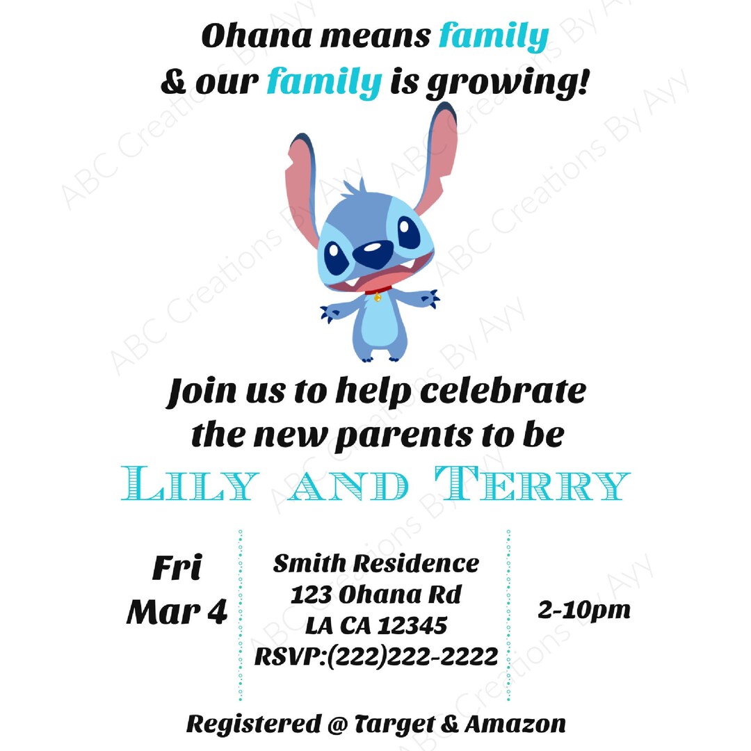 Stitch Baby Shower Digital Invitation/baby Boy Baby Shower Digital ...