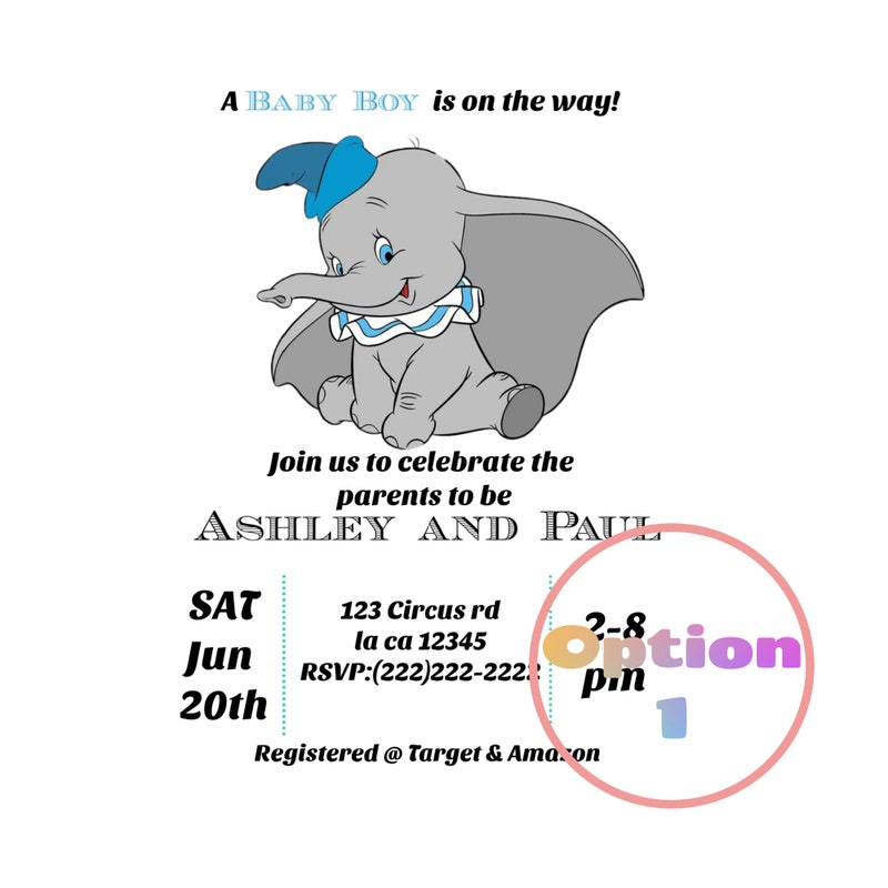Pink Dumbo Invitation - Etsy