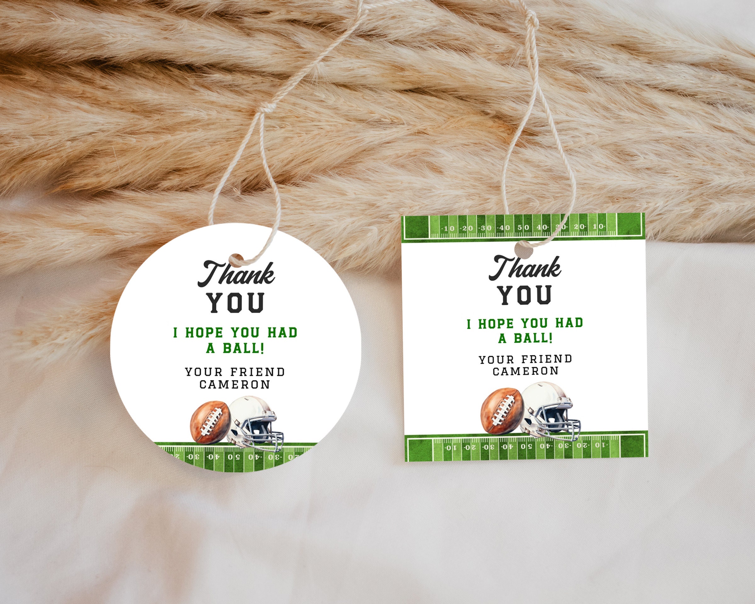 Editable Football Birthday Favor Tag Template - Boy Birthday Party ...
