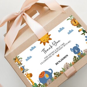 Editable Jungle Safari Birthday Favor Gable Box Template - Boho Safari ...