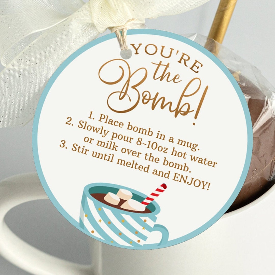 Editable Hot Chocolate Bomb Tags With Instructions Winter Christmas ...