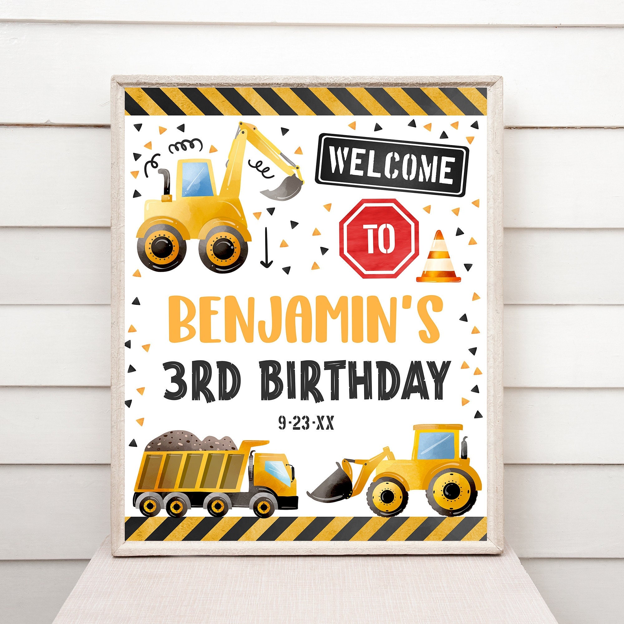 Construction Birthday Party Signs - Welcome Sign Template - Editable ...