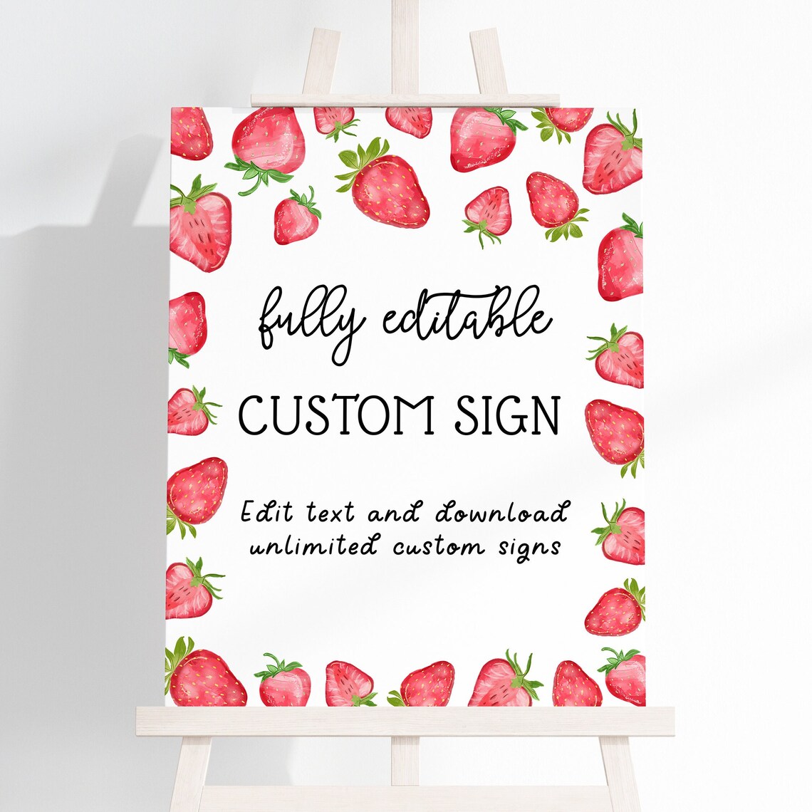 Editable Strawberry Custom Sign - Strawberry Birthday Party Custom Sign ...