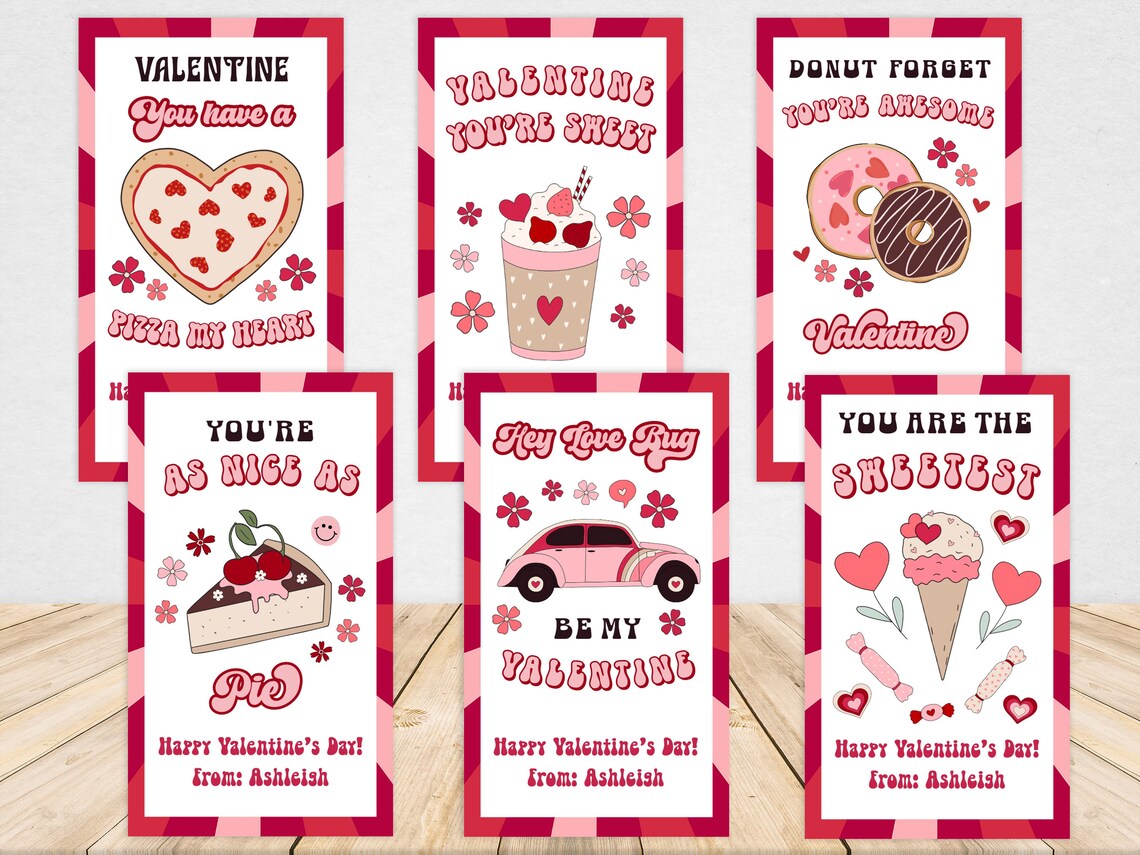 Editable Retro Groovy Boho Printable Valentine's Day Cards, Classroom ...