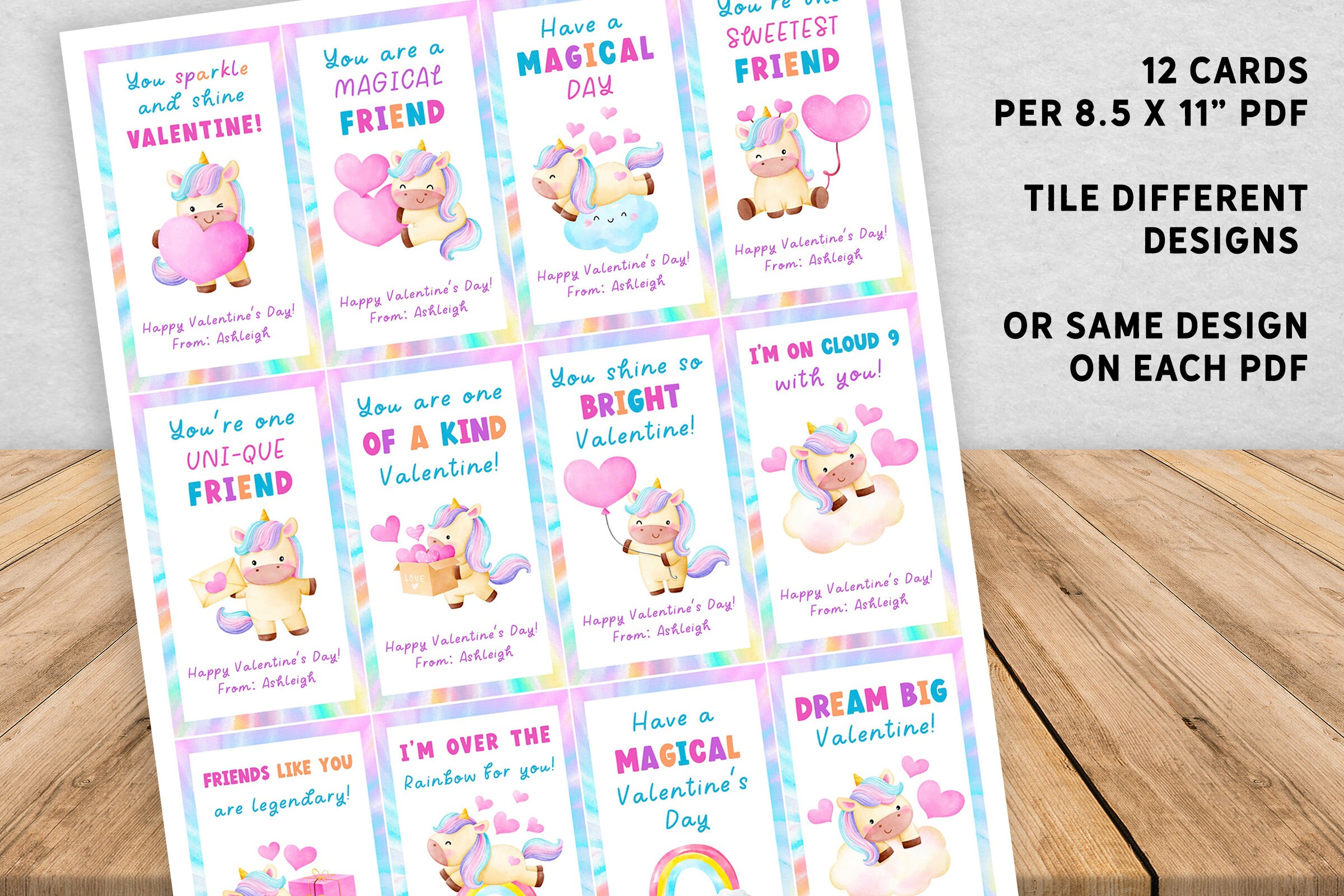 Editable Unicorn Valentine's Day Cards, Classroom Valentine's Day Cards ...