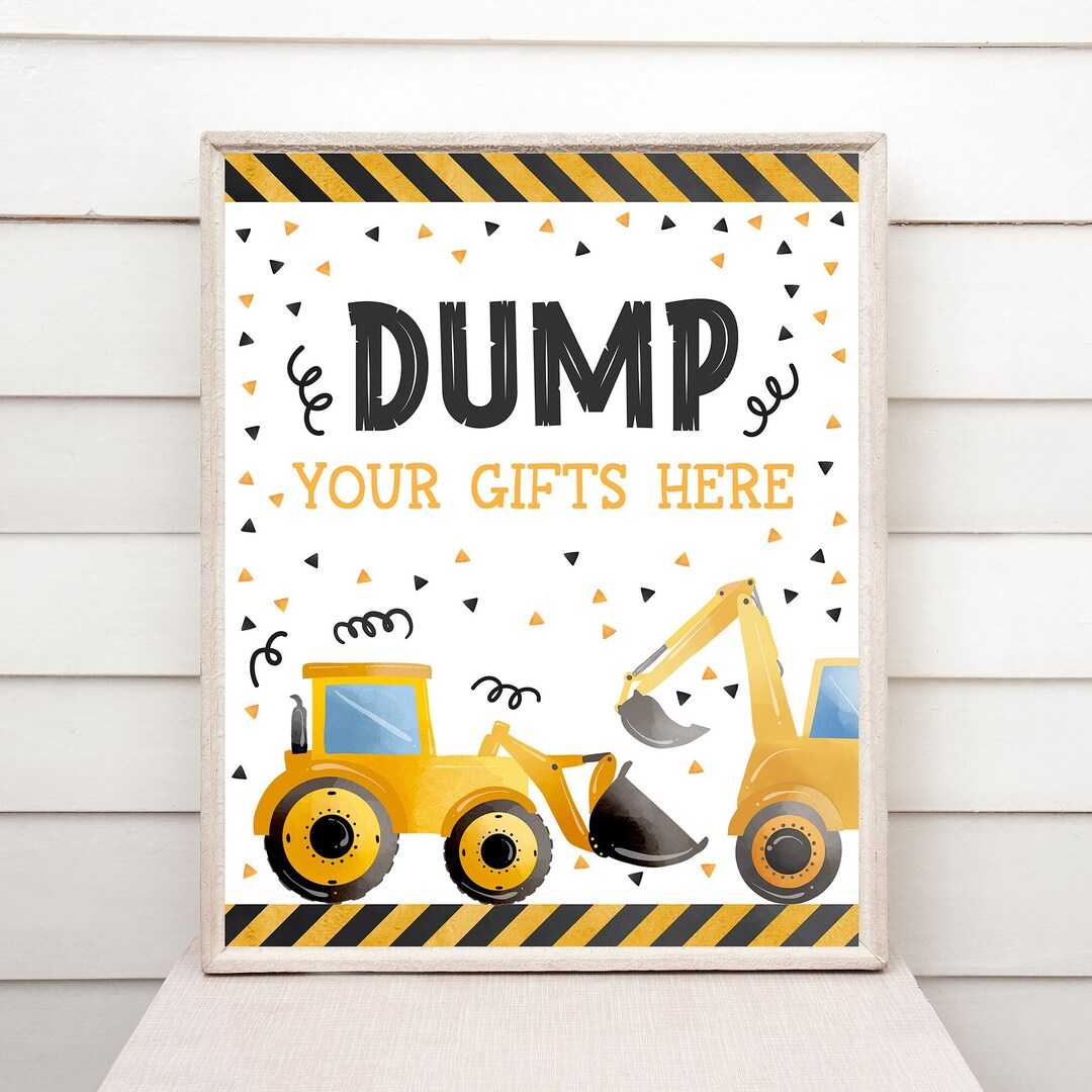 Construction Birthday Party Signs - Editable Gifts Sign - Construction ...