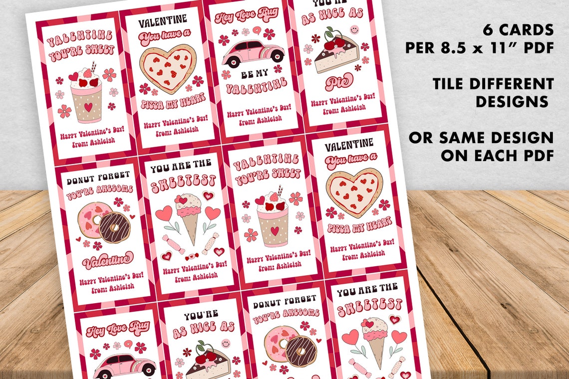 Editable Retro Groovy Boho Printable Valentine's Day Cards, Classroom ...