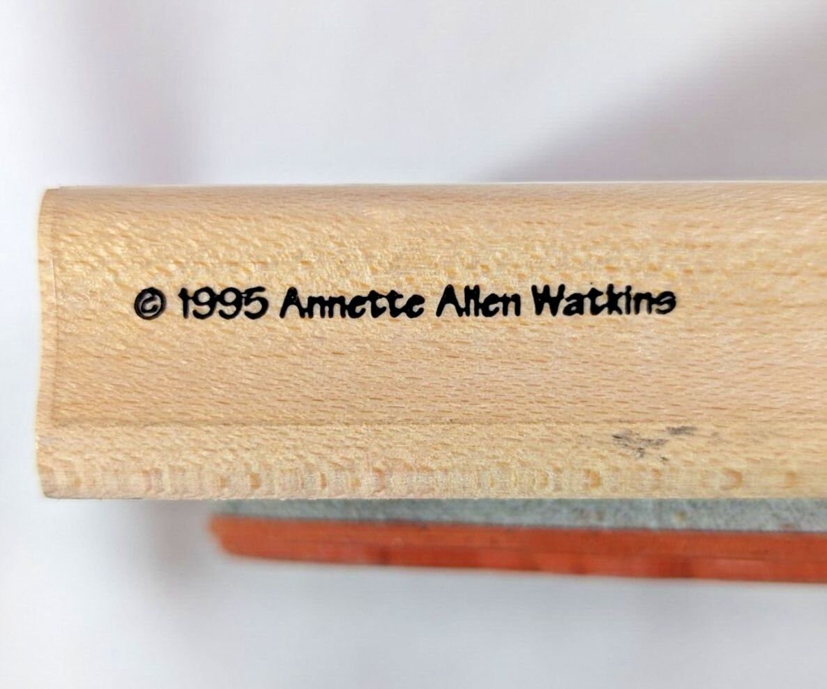 Vintage 1995 Annette Allen Watkins Folk Art Angel Wood Mounted Stamp 4 ...