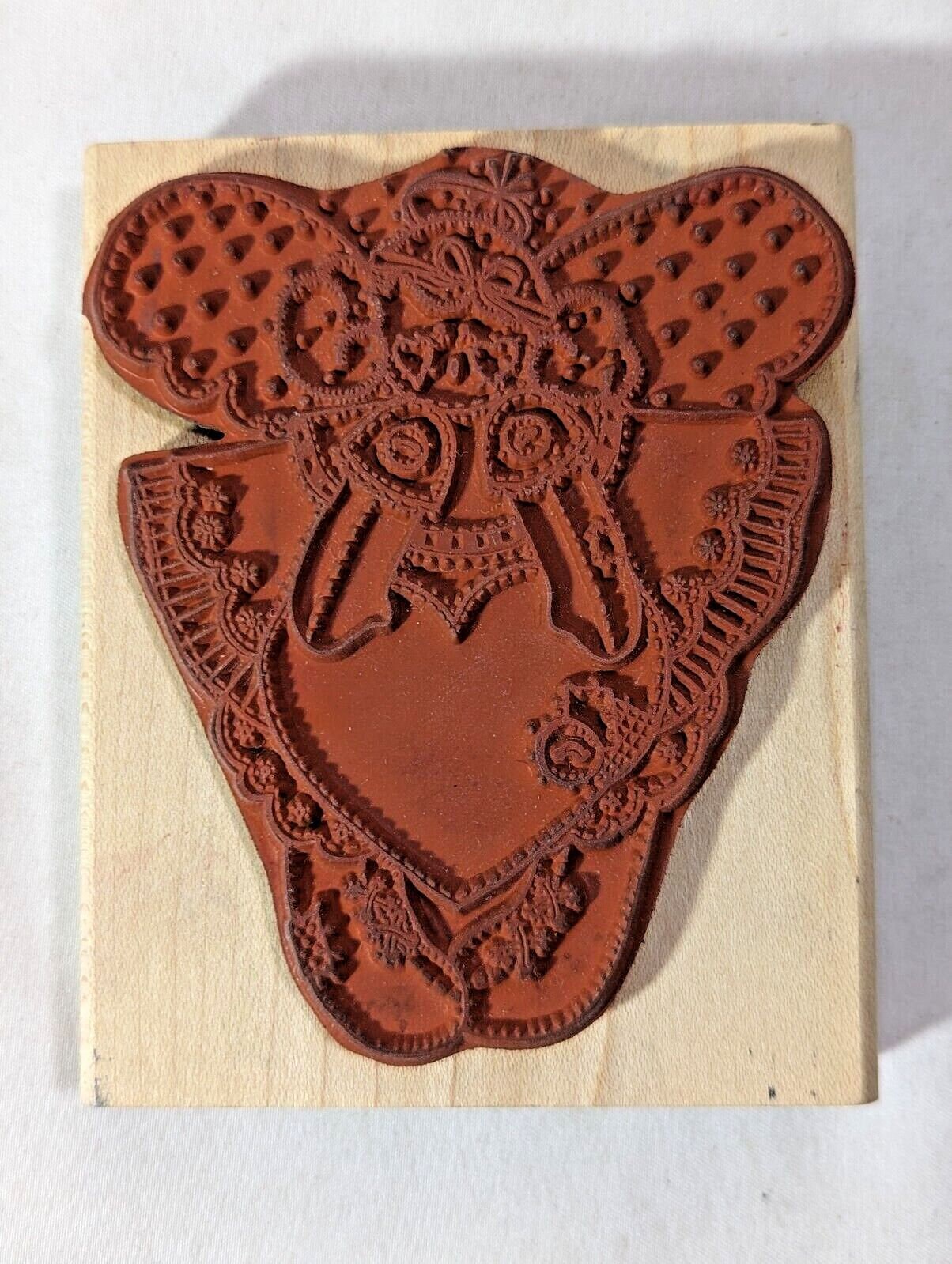 Vintage 1995 Annette Allen Watkins Folk Art Angel Wood Mounted Stamp 4 ...