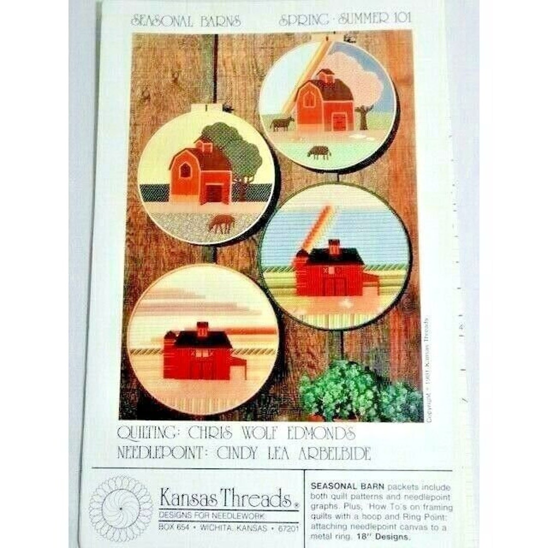 1981 Kansas Threads Quilt Needlepoint Pattern Seasonal Barns Spring Summer Fall - Etsy
