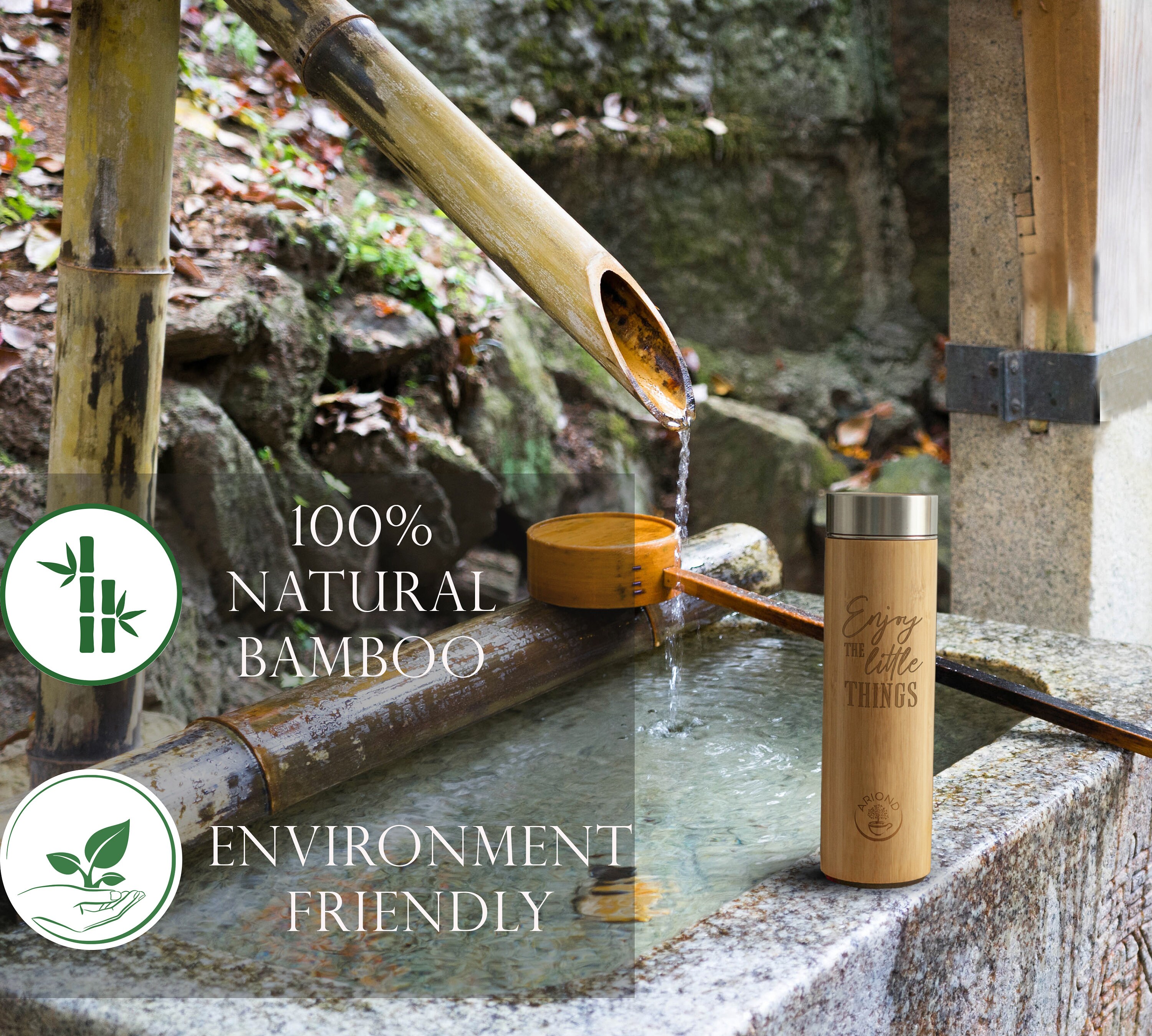 17oz Eco Friendly Bamboo Stainless Steel Tea Tumbler With Infuser ...