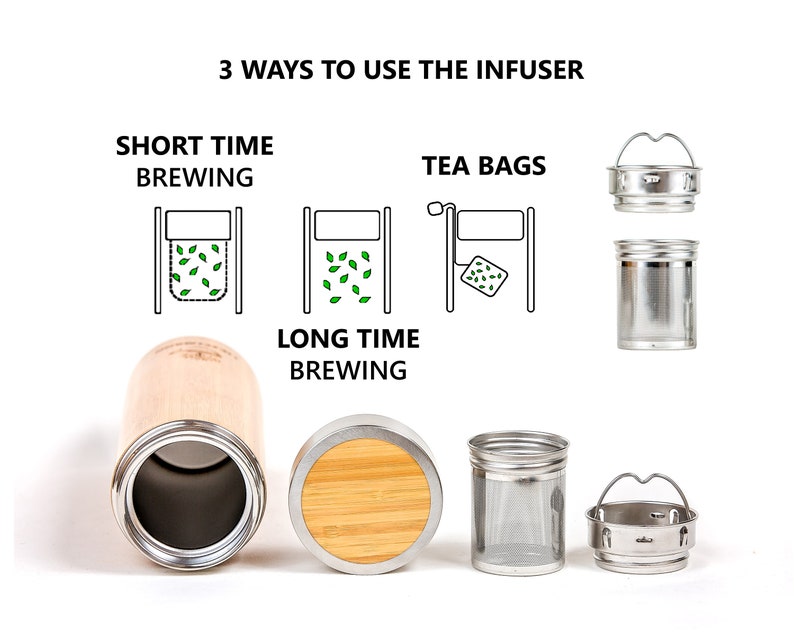 17oz Eco Friendly Bamboo Stainless Steel Tea Tumbler With Infuser ...