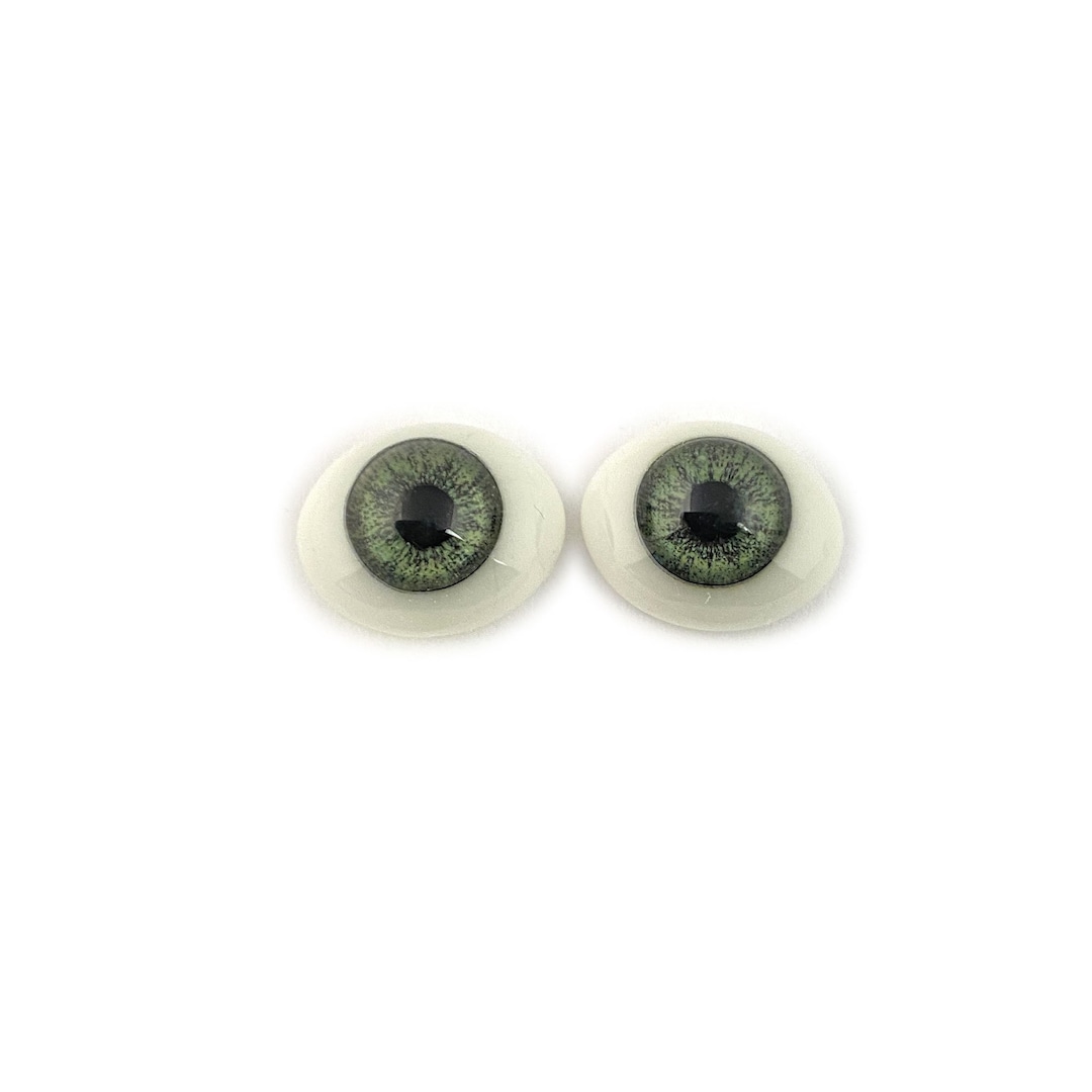 12mm Glass Eyes for Doll and Jewelry Making, Pair of Two Green, With ...