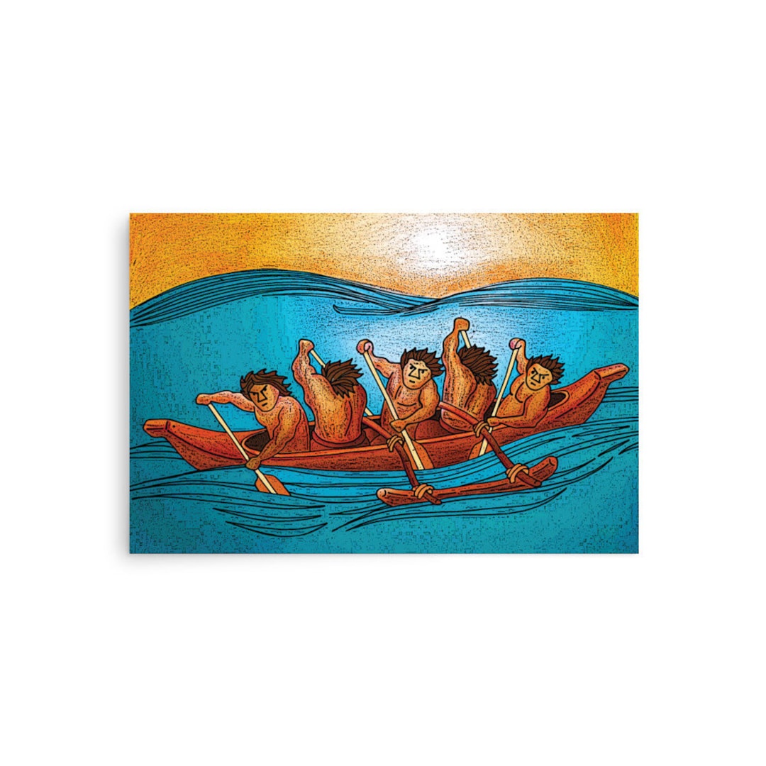 Outrigger Canoe Ancient Paddlers Waves Ocean - Etsy