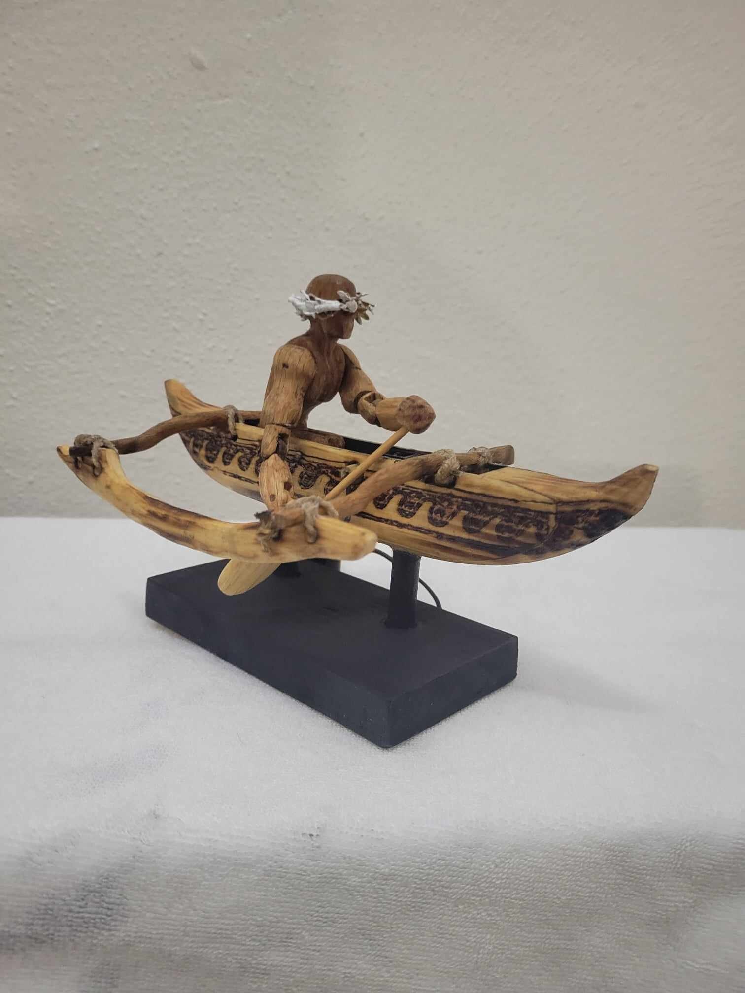 Outrigger Canoe Motorized Kinetic 11 Inch Woodcarving Hawaii State ...
