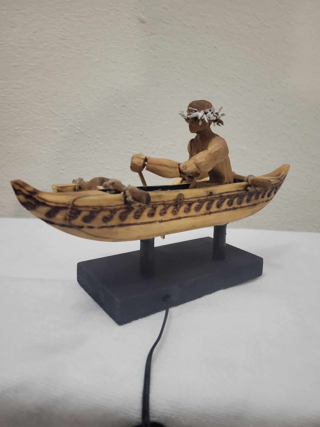 Outrigger Canoe Motorized Kinetic 11 Inch Woodcarving Hawaii State ...