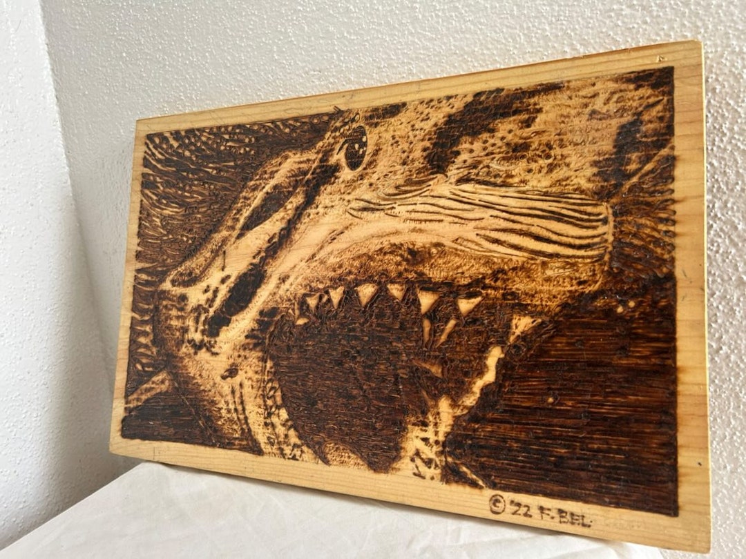 Guam Hawaii Pacific Great White Shark Wood Burn - Etsy
