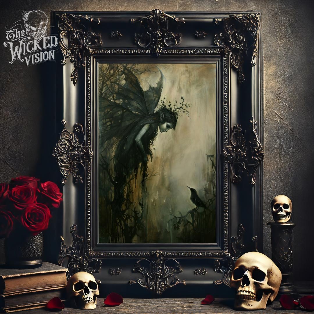 Dark Forest Fairy Art, Gothic Fantasy Illustration, Eerie Woodland ...