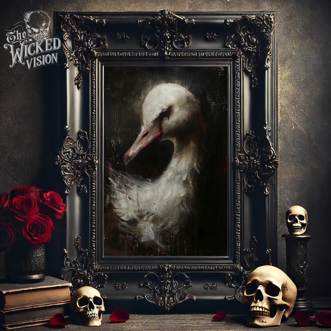 Dark Gothic Swan Art Print, Eerie Bird Illustration, Surreal Gothic ...